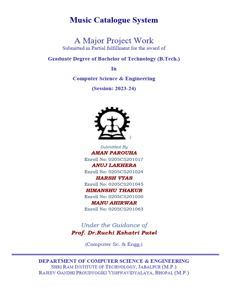 Music Catalogue System Project Report | PDF | Databases | World Wide Web