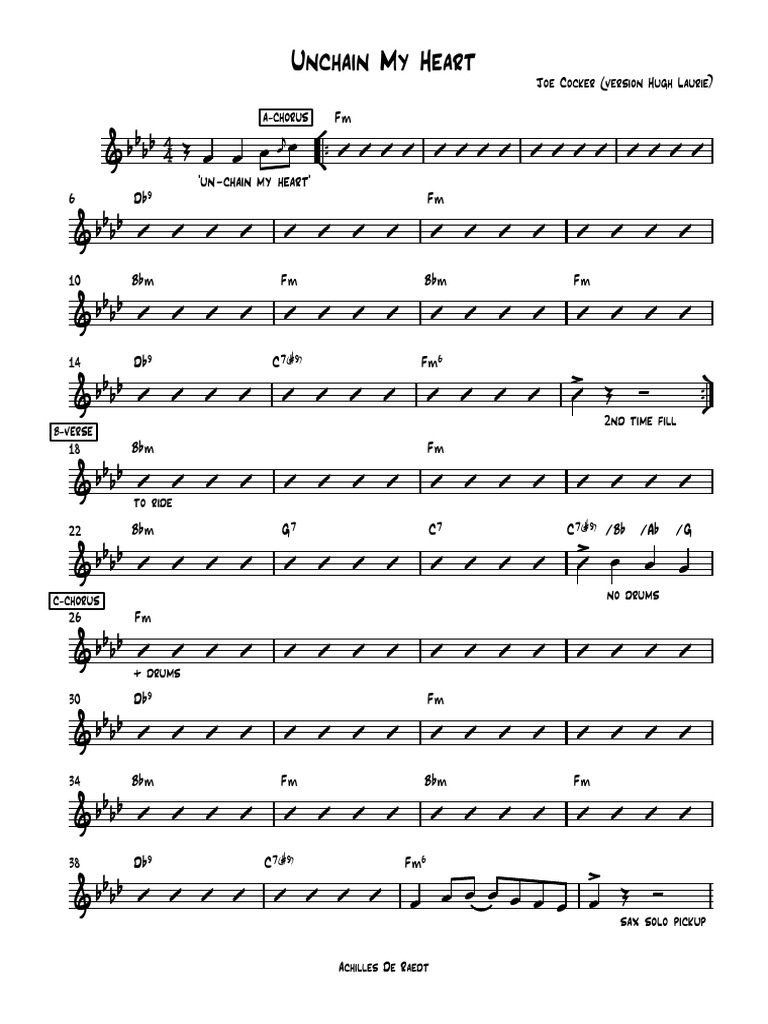 Unchain My Heart - Version Hugh Laurie (Leadsheet) | PDF