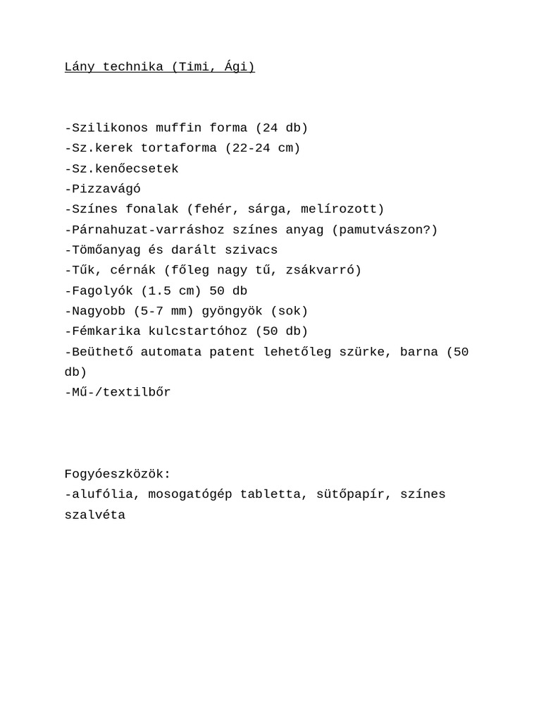 Lány Technika | PDF