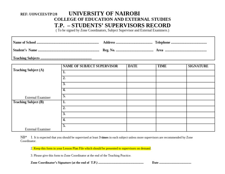 Students' Supervisors Record | PDF