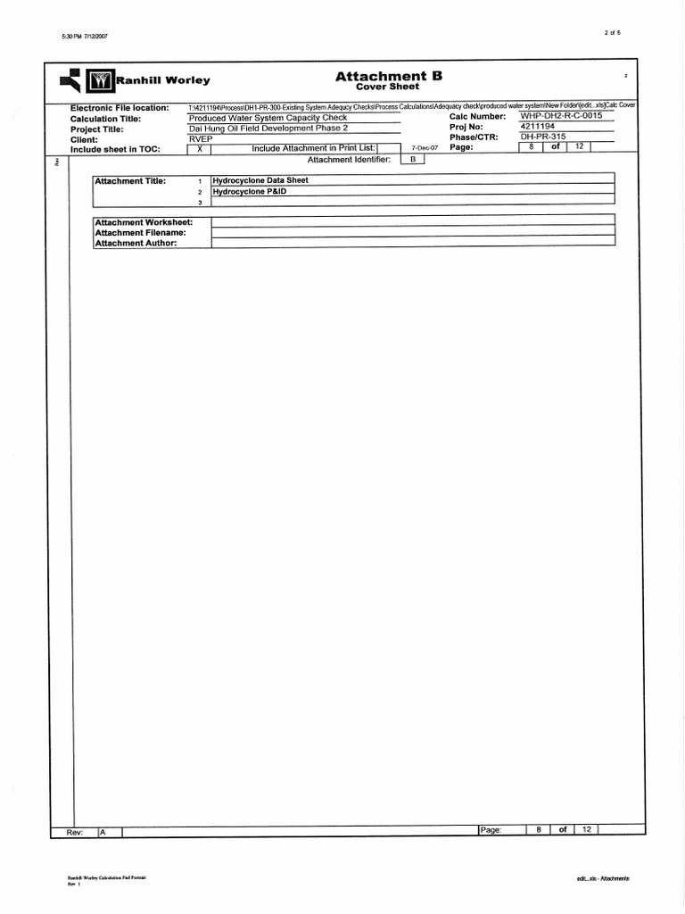 Produced Water Adequacy Check - From WHP-DH2-R-R-0013 - Rev. D0 | PDF