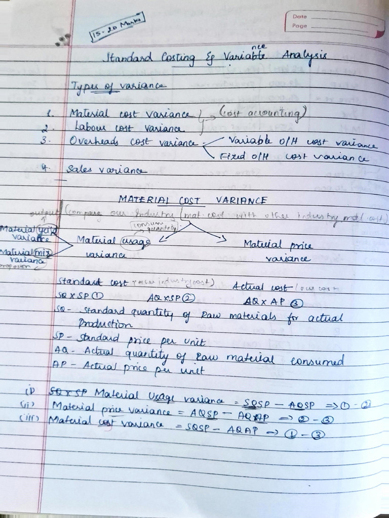 Standard Costing Notes | PDF