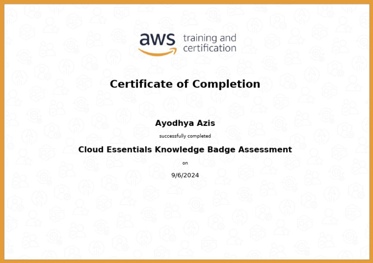 3 6197857 1725611366 AWS Course Completion Certificate | PDF