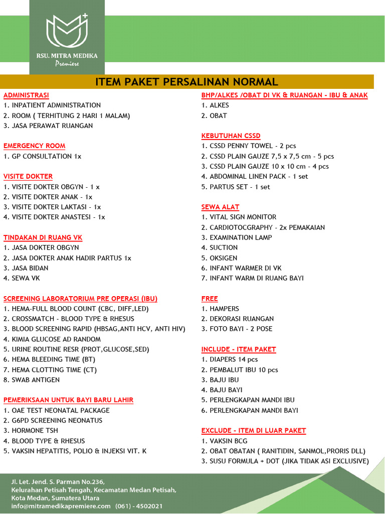 Item Paket Persalinan Normal & SC - New | PDF | Immunology | Human Diseases And Disorders
