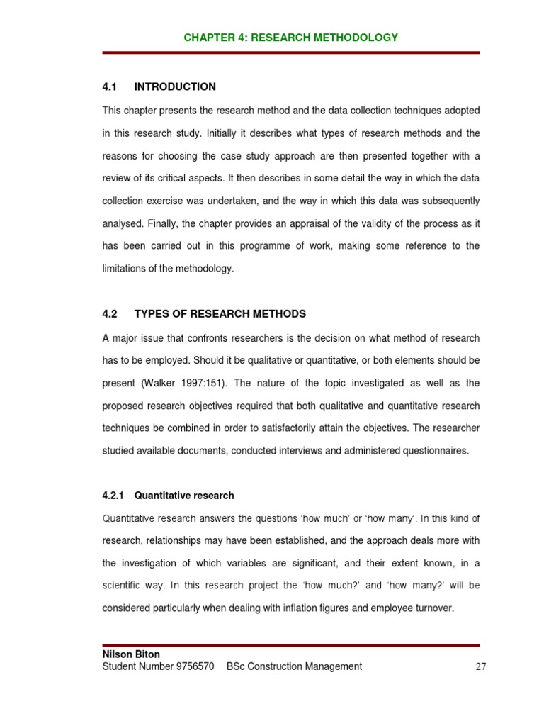 Chapter 4 - Research Methodology | PDF | Qualitative Research ...