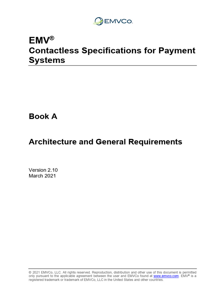 EMV Contactless Book A Architecture and General Rqmts v2.10 | PDF | Emv ...