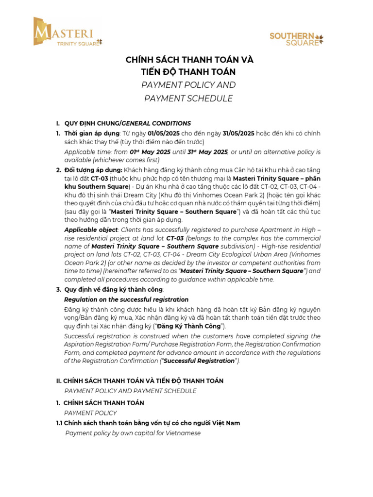 EDM - MTS - Southern Square CT03 - CS Tháng 5.2025 | PDF