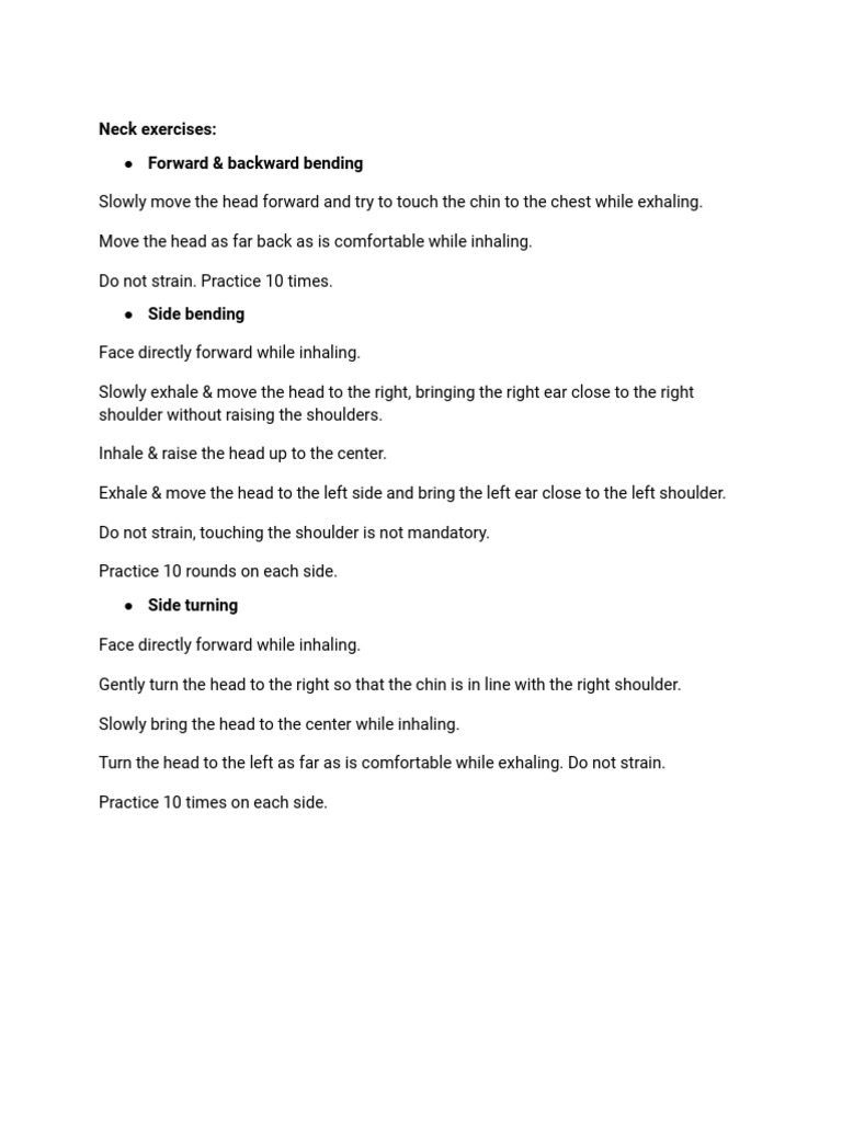 Neck Exercises for Pain Relief | PDF
