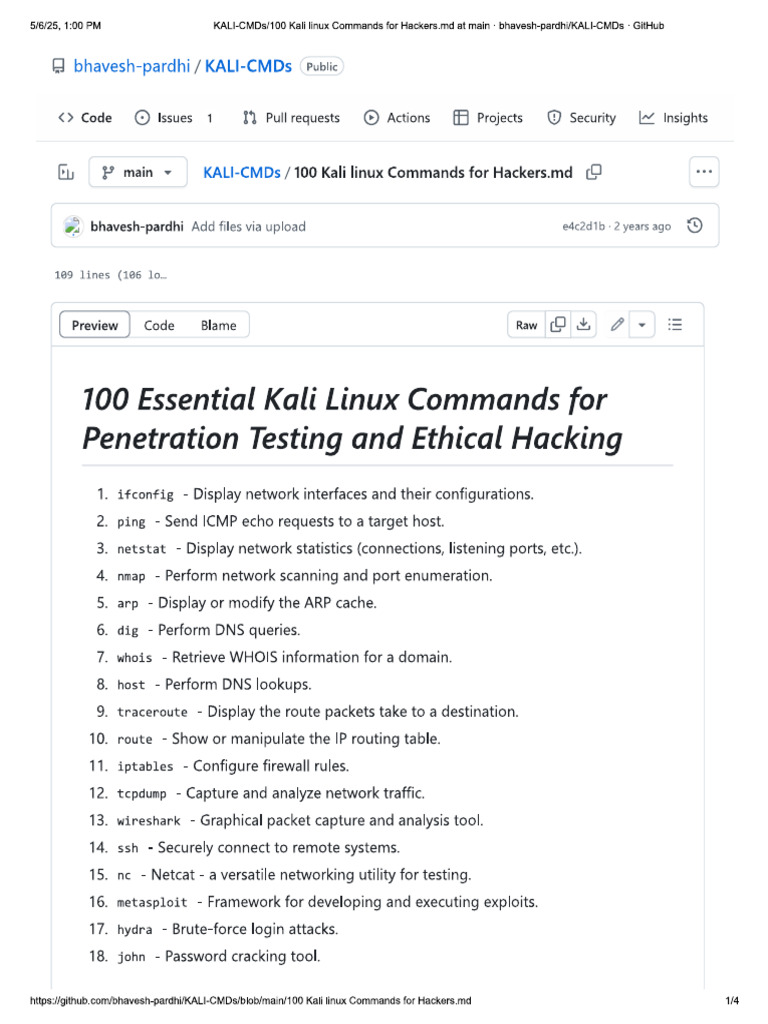 Kali commands | PDF