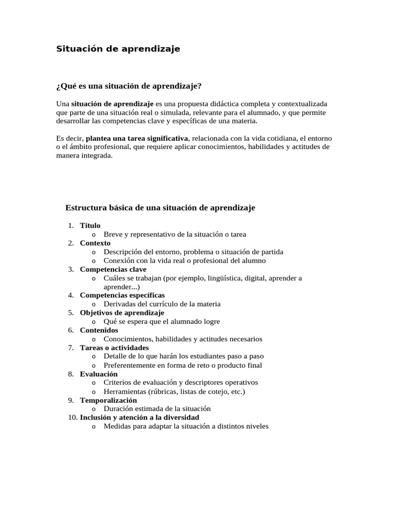 Situación Aprendizaje y Presentación | PDF