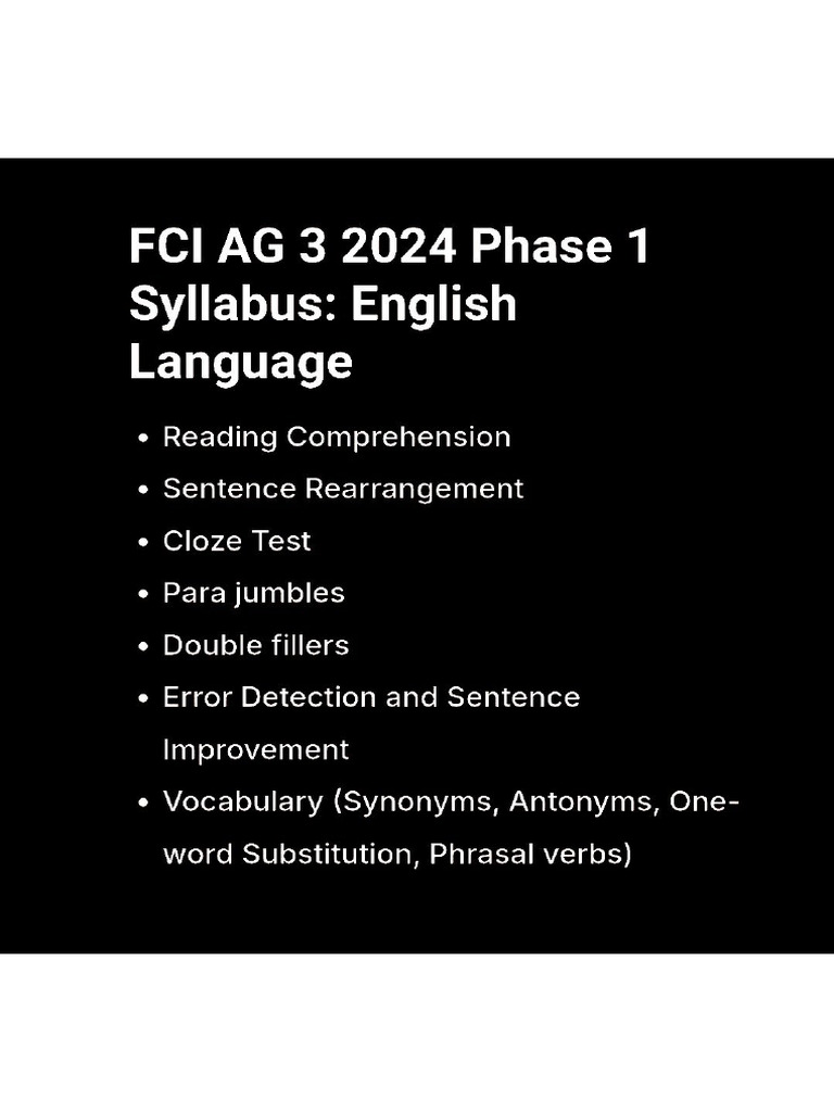 Fci Ag 3 Phase 1 Syllabus | PDF