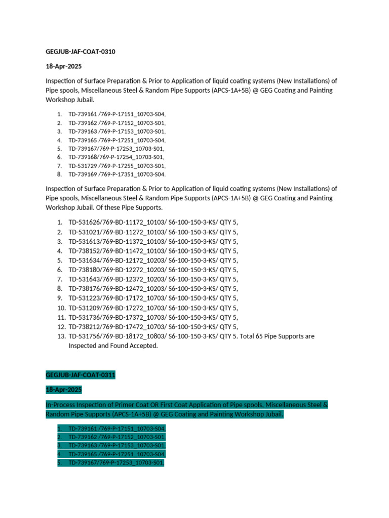 Surface Prep & Coating Inspections at GEG | PDF | Pipe (Fluid ...
