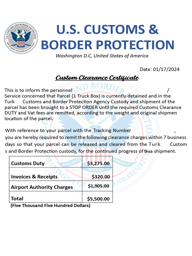 Custom Clearance Certificate 1 | PDF