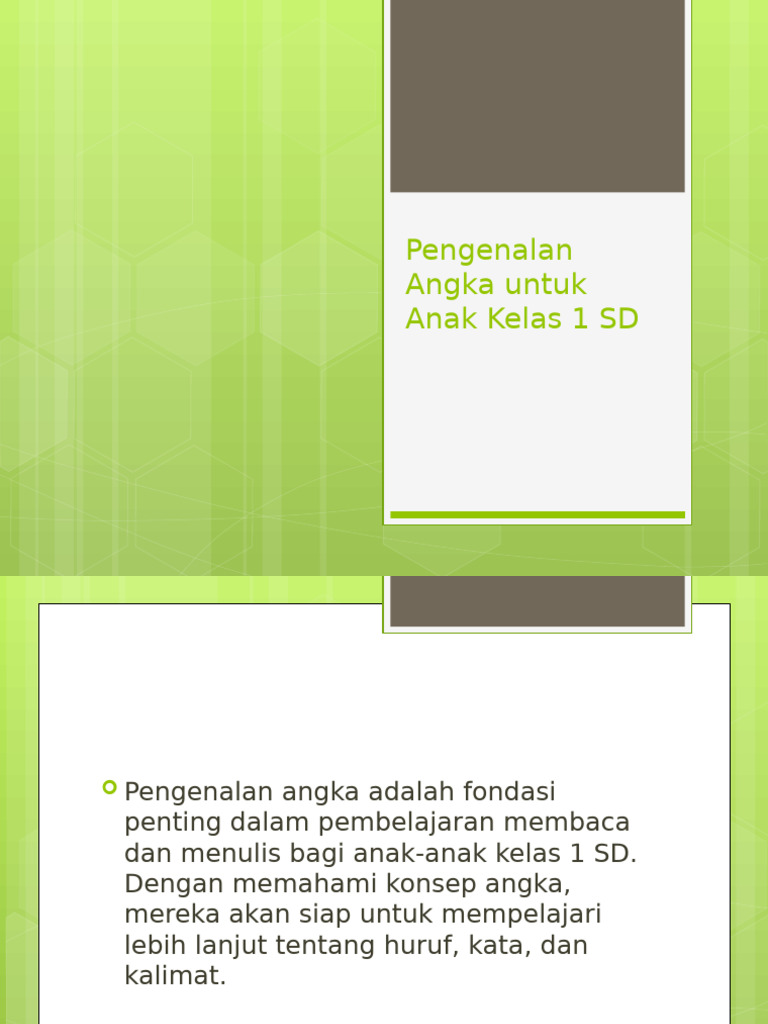 Pengenalan Angka untuk Kelas 1 SD | PDF