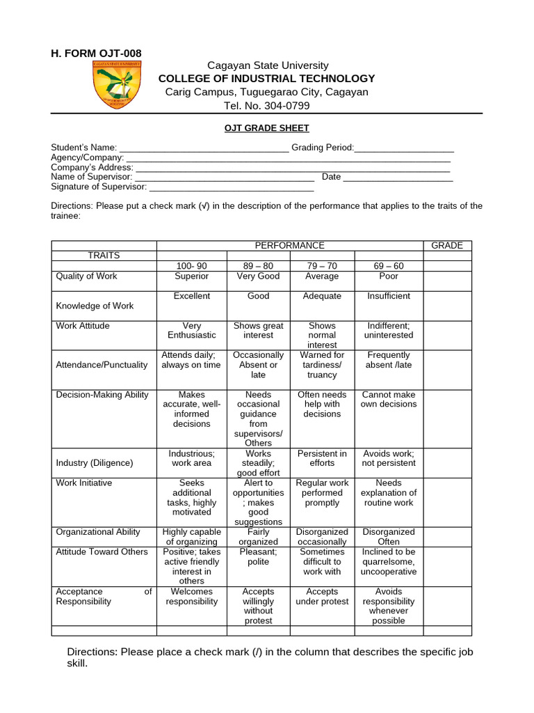 Grade Sheet Exit Evaluation | PDF | Performance Appraisal | Psychology