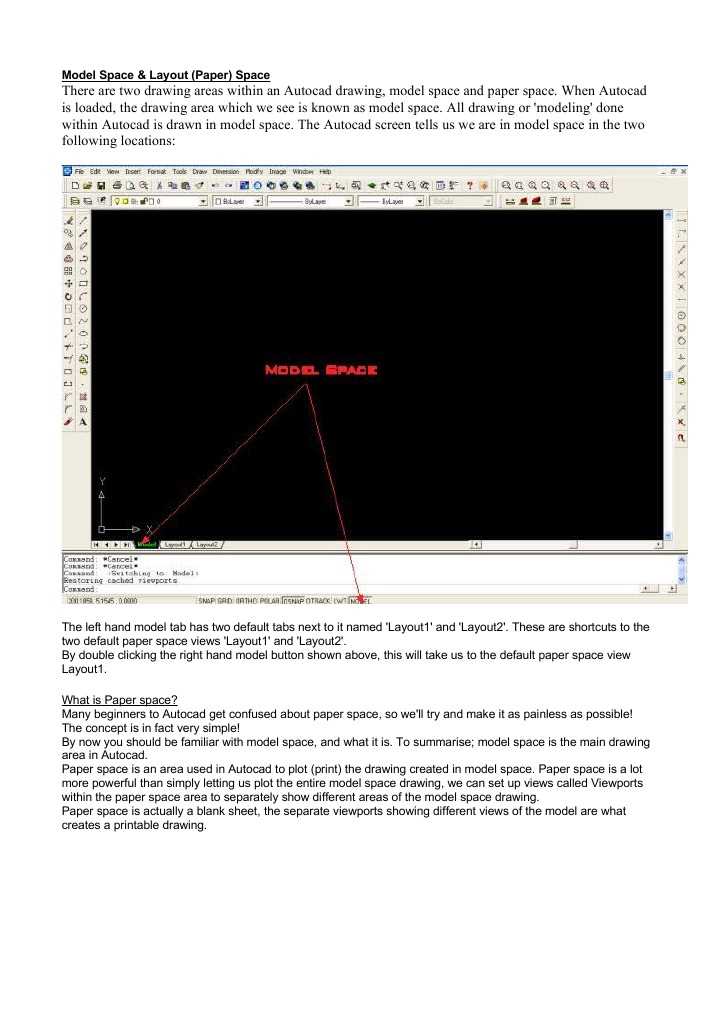 Model Space & Layout (Paper) Space | PDF | Printer (Computing) | Auto Cad