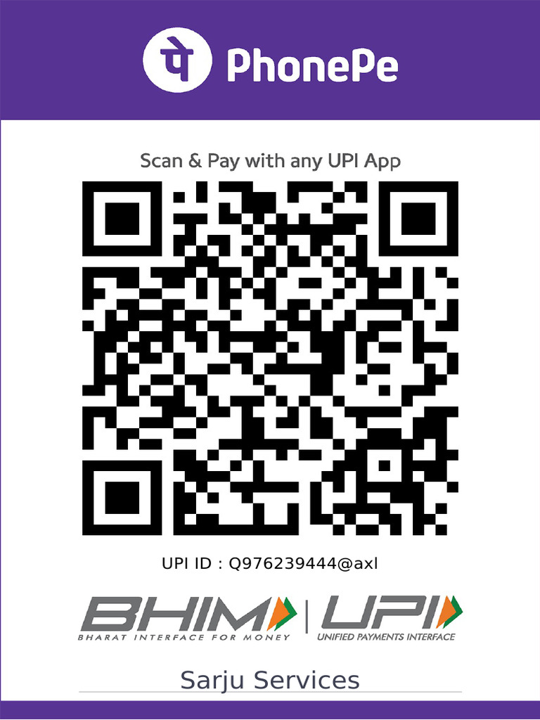 Sarju Services: UPI ID: Q976239444@axl | PDF