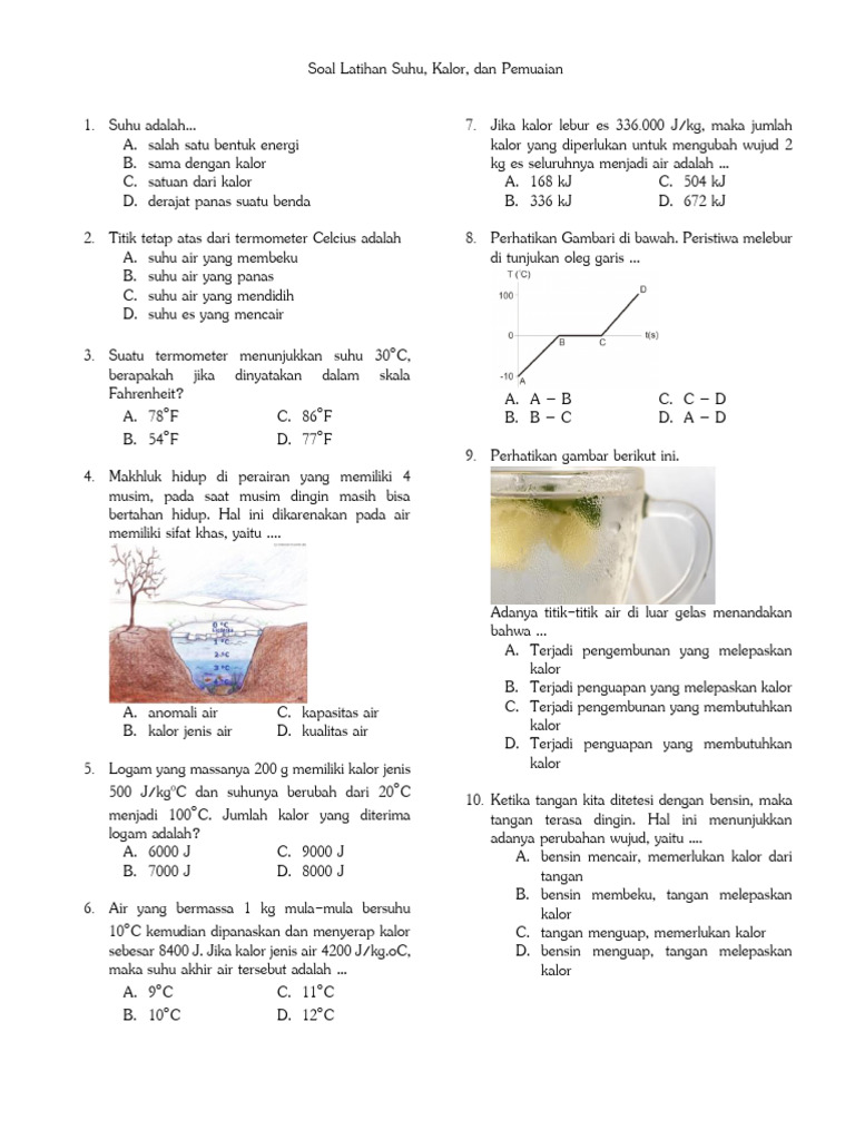 Soal Latihan UH Suhu Kalor Dan Pemuaian | PDF
