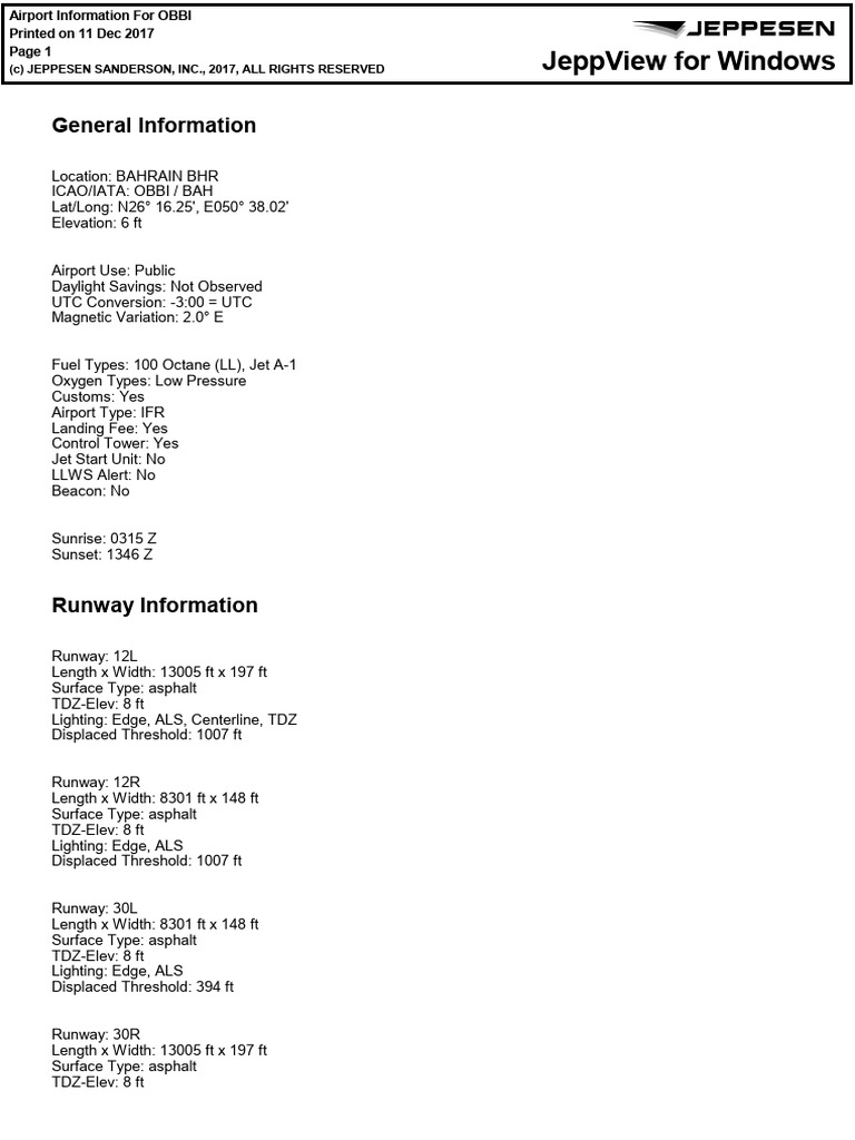OBBI | PDF | Runway | Air Traffic Control