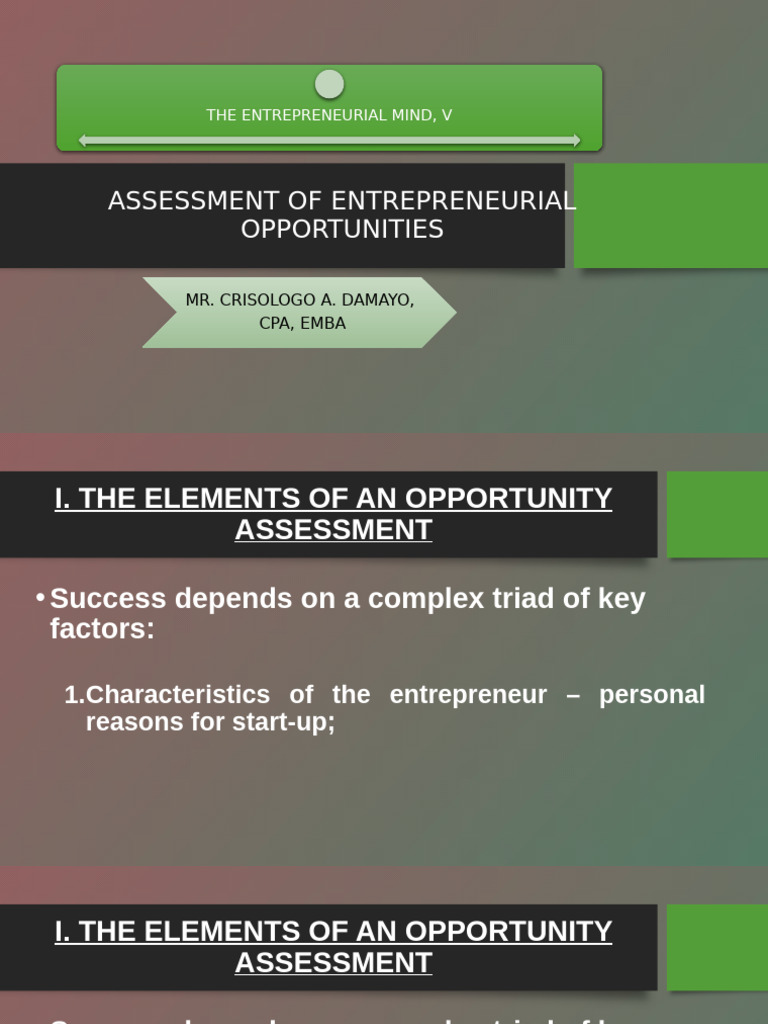 Assessing Entrepreneurial Opportunities | PDF | Entrepreneurship ...