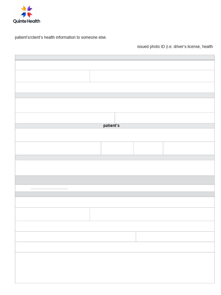 Authorization For Release of Patient Information - Fillable | PDF