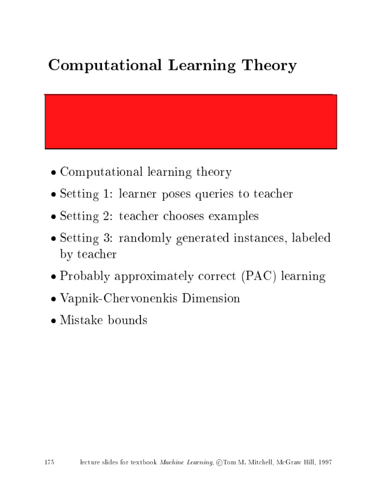 7 - Computational Learning Theory | PDF | Machine Learning | Applied Mathematics