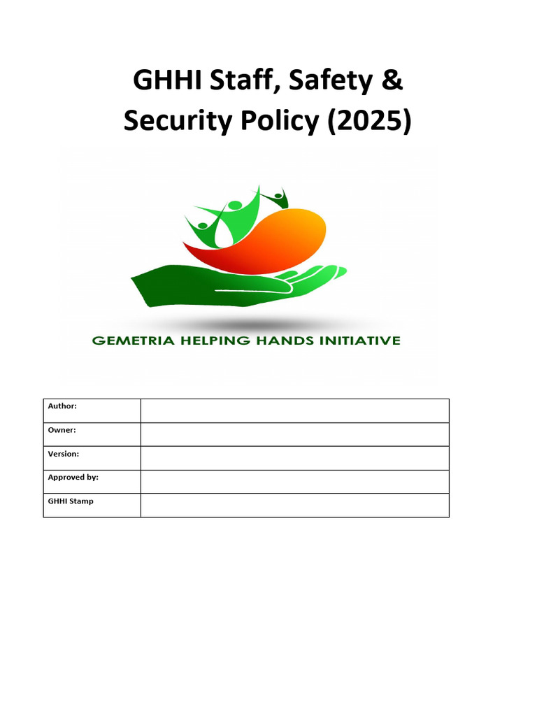 GHHI Staff Safety and Security Policy (1) | PDF | Risk | Safety
