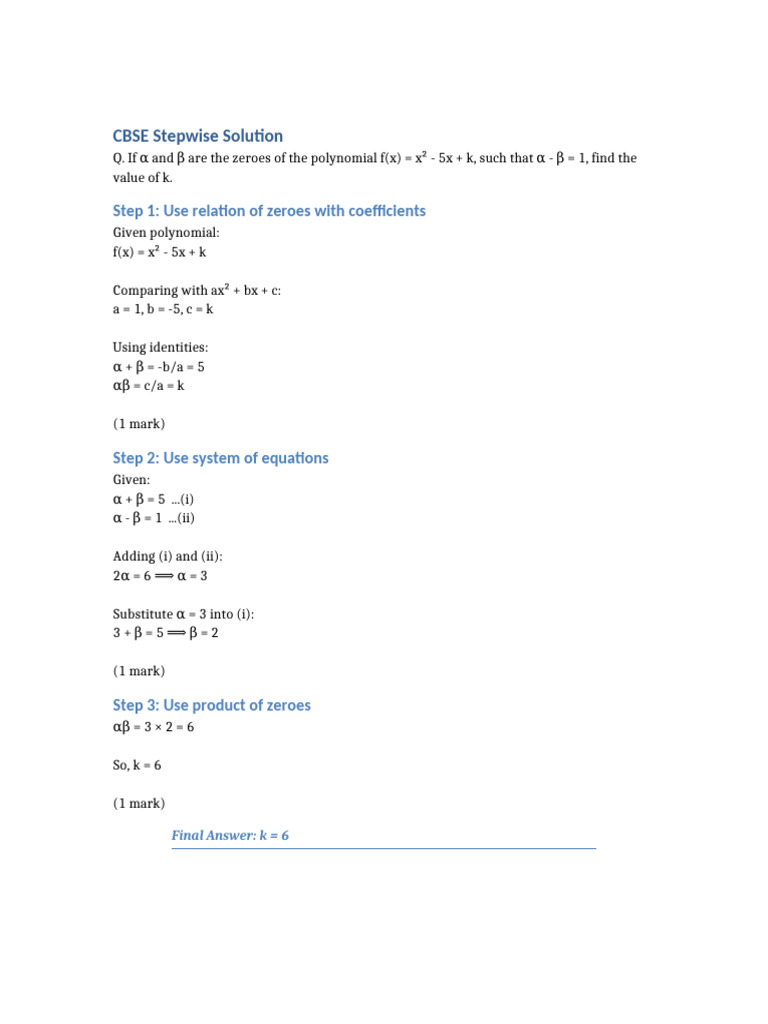CBSE Stepwise Solution K | PDF