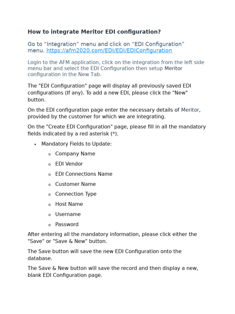 How to integrate Meritor EDI configuration | PDF | File Transfer Protocol | Computer Networking