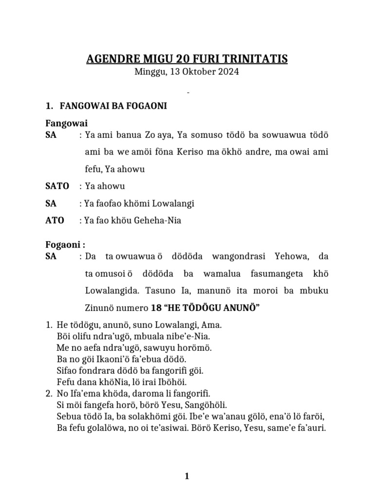 (47) Tata Ibadah Furi Trinitatis, Minggu Petrus, 13 Oktober 2024 | PDF
