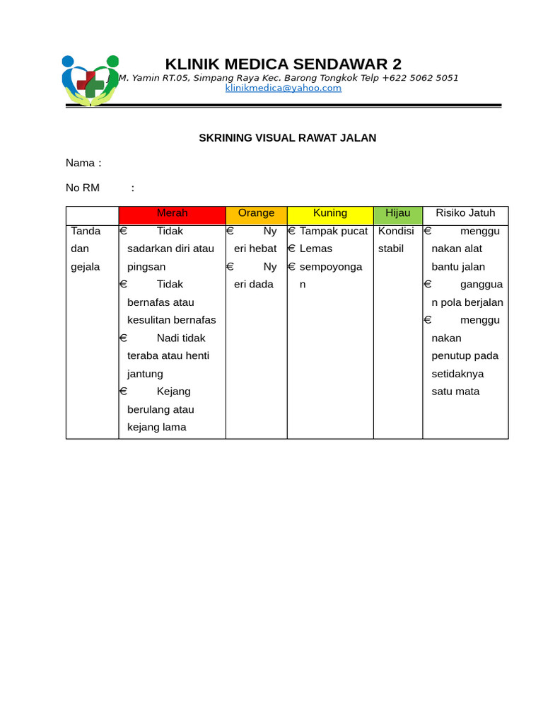 SKRINING VISUAL RAWAT JALAN kms 2 | PDF