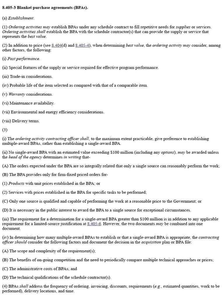 8.405-3 Blanket Purchase Agreements (BPAs) - From GOOGLE | PDF | Prices ...