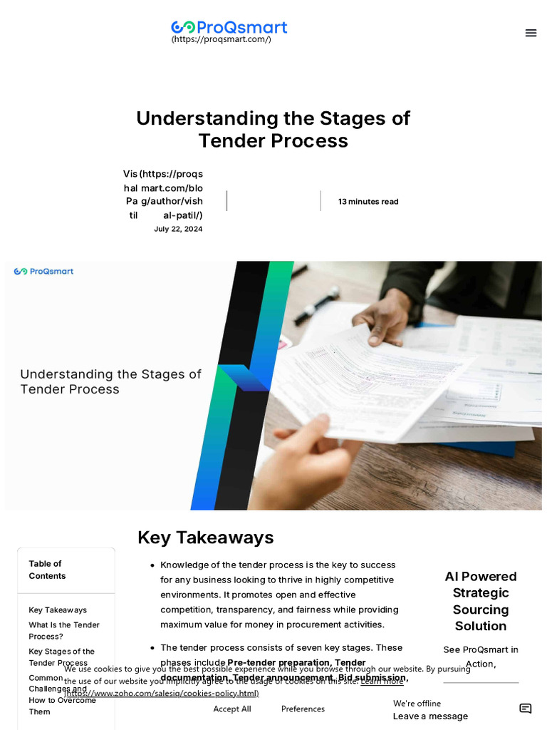 Understanding The Stages of Tender Process - ProQsmart - From GOOGLE ...