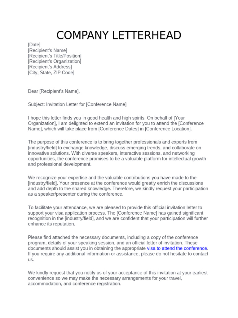 Conference Invitation Letter Template | PDF