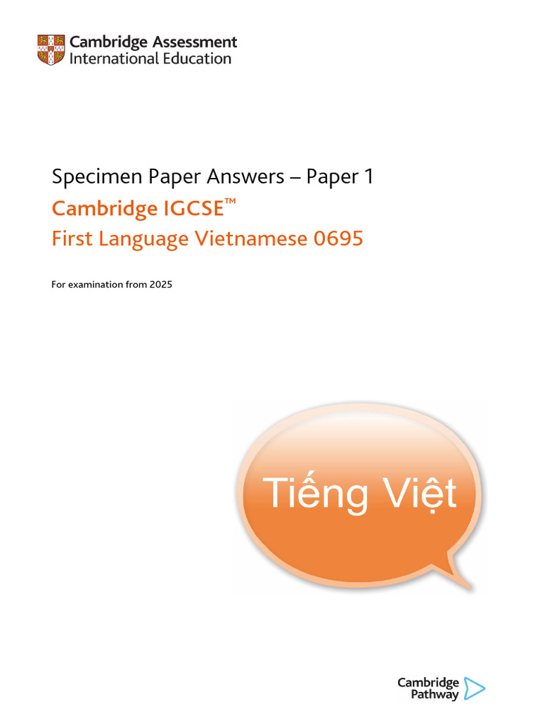 0695 Specimen Paper Answers Paper 1 (For Examination From 2025) | PDF