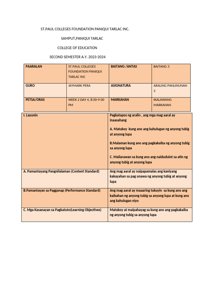 Detailed Lesson Plan in Ap | PDF