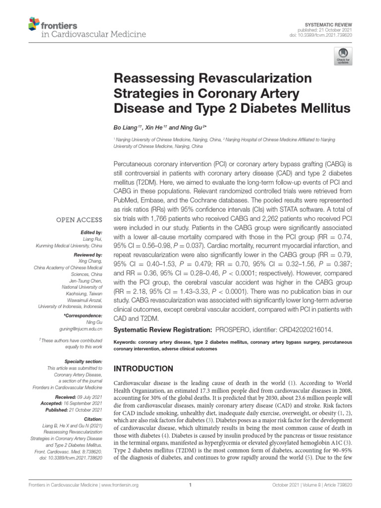 Reassessing Revascularization Strategies in Coronary Artery Disease and ...