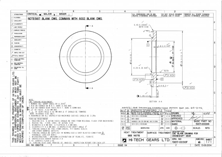 5617 CNC Blank Drawing For Crankshaft Gear | PDF