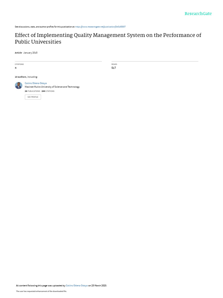 EffectofImplementingQualityManagementSystemonthePerformanceofPublicUniv ...