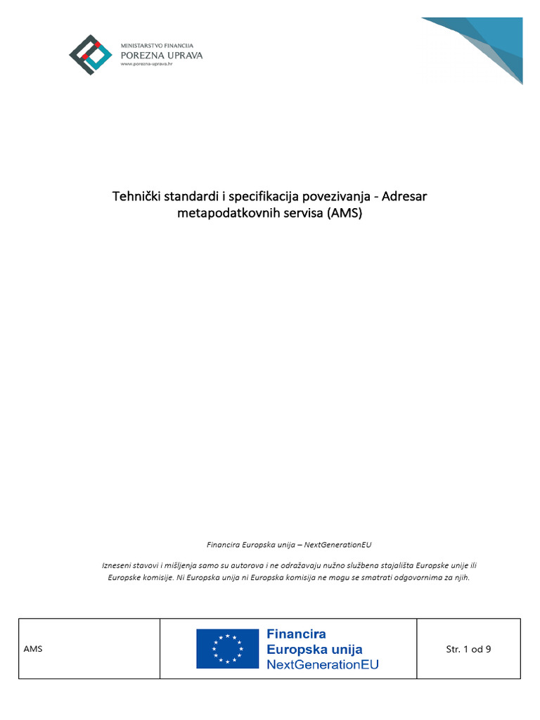 Tehnicka Specifikacija Eracun AMS | PDF