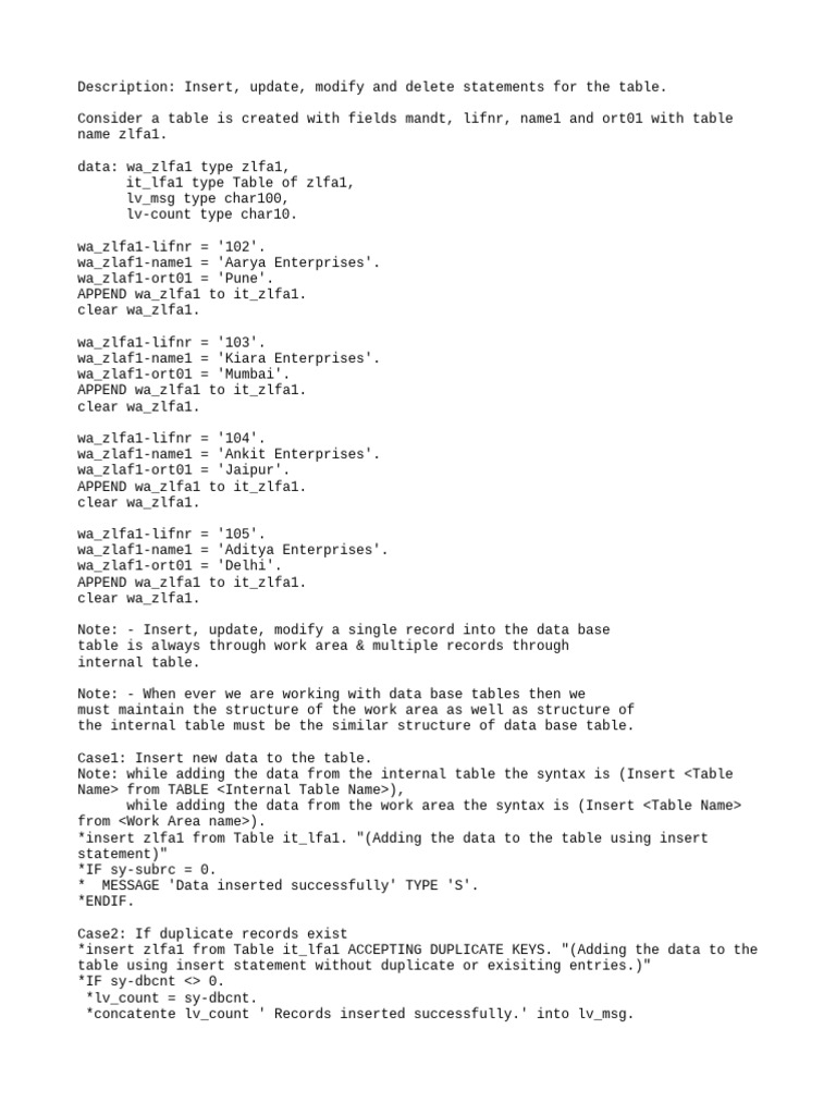 Insert Update Modify Delete Statements | PDF | Data | Information Retrieval