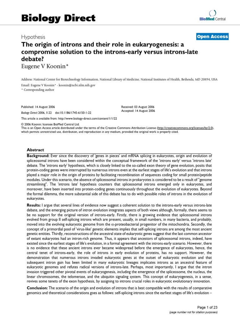 Biology Direct | PDF | Intron | Rna Splicing