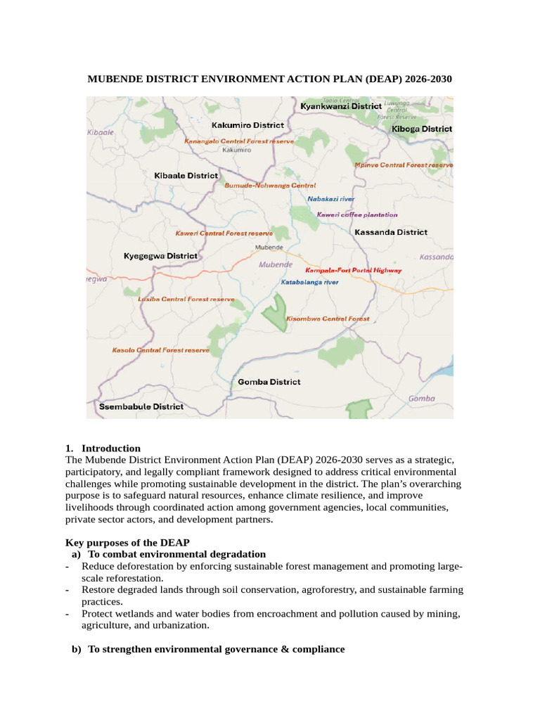 Mubende District Environment Action Plan (DEAP) 2026-2030 | PDF | Sustainability | Agriculture