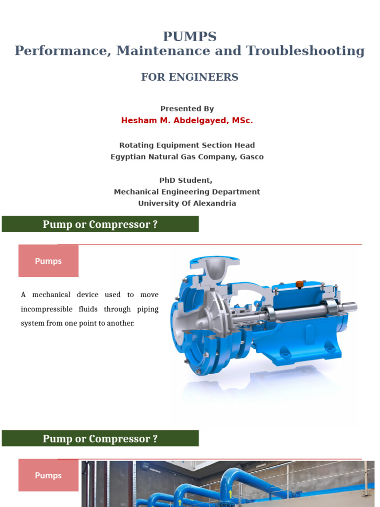 Pumps Course For Engineers | PDF | Pump | Turbomachinery