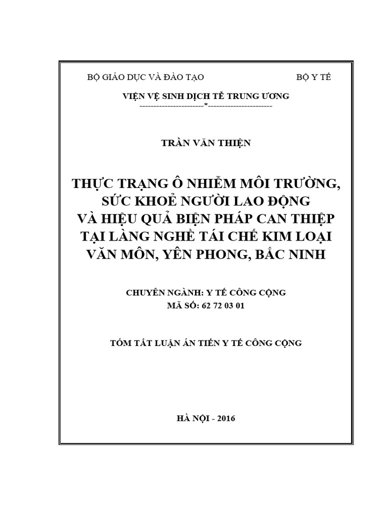 Thuc Trang o Nhiem Moi Truong Suc Khoe Nguoi Lao Dong Va Hieu Qua Bien ...
