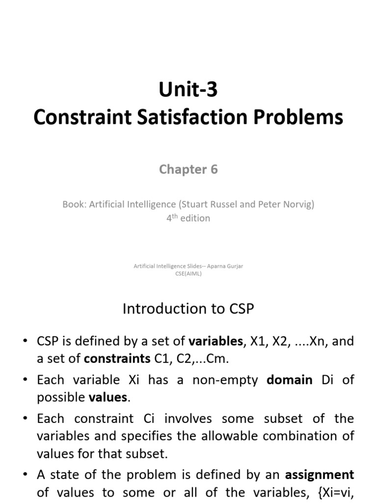 Unit 3 Constraint Satisfaction Problems | PDF | Mathematical Logic | Mathematics