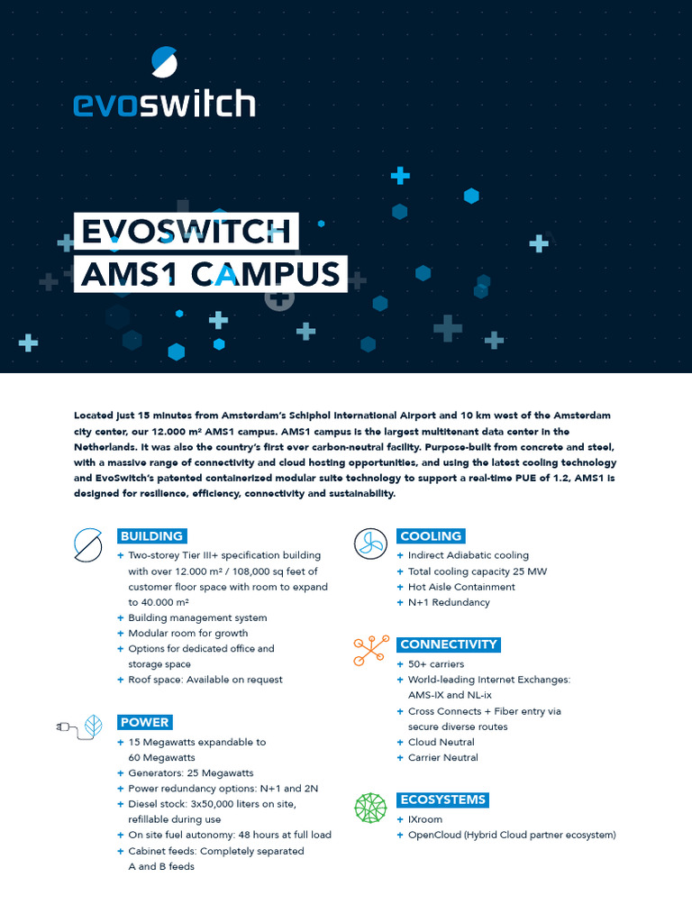 17-304-EvoSwitch-factsheet-AMS1_def-internet | PDF | Data Center