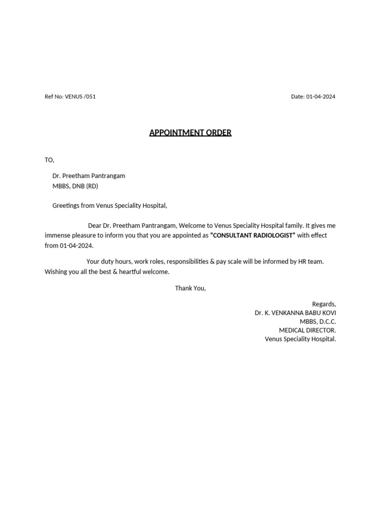 Appointment Order | PDF