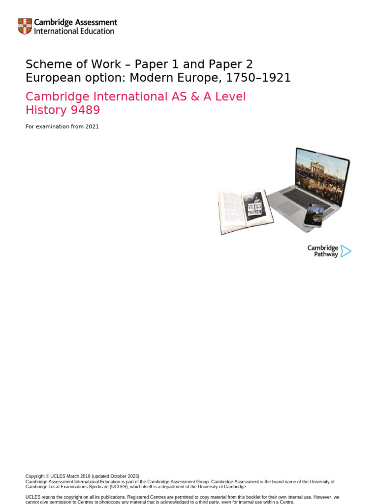 9489 Scheme of Work Paper 1 and 2 - European History (For Examination ...