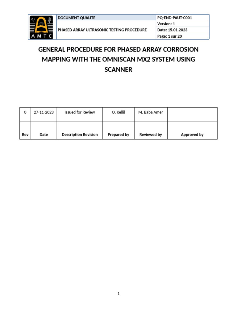General Procedure For Phased Array Corrosion Mapping With Omniscan MX2 System Using Hydroform ...